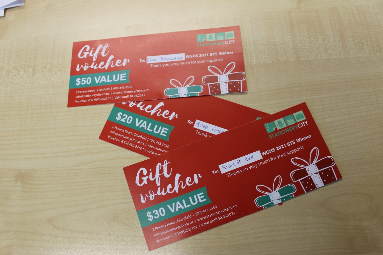 Stationery City voucher winners | Te Reo o Te Roto