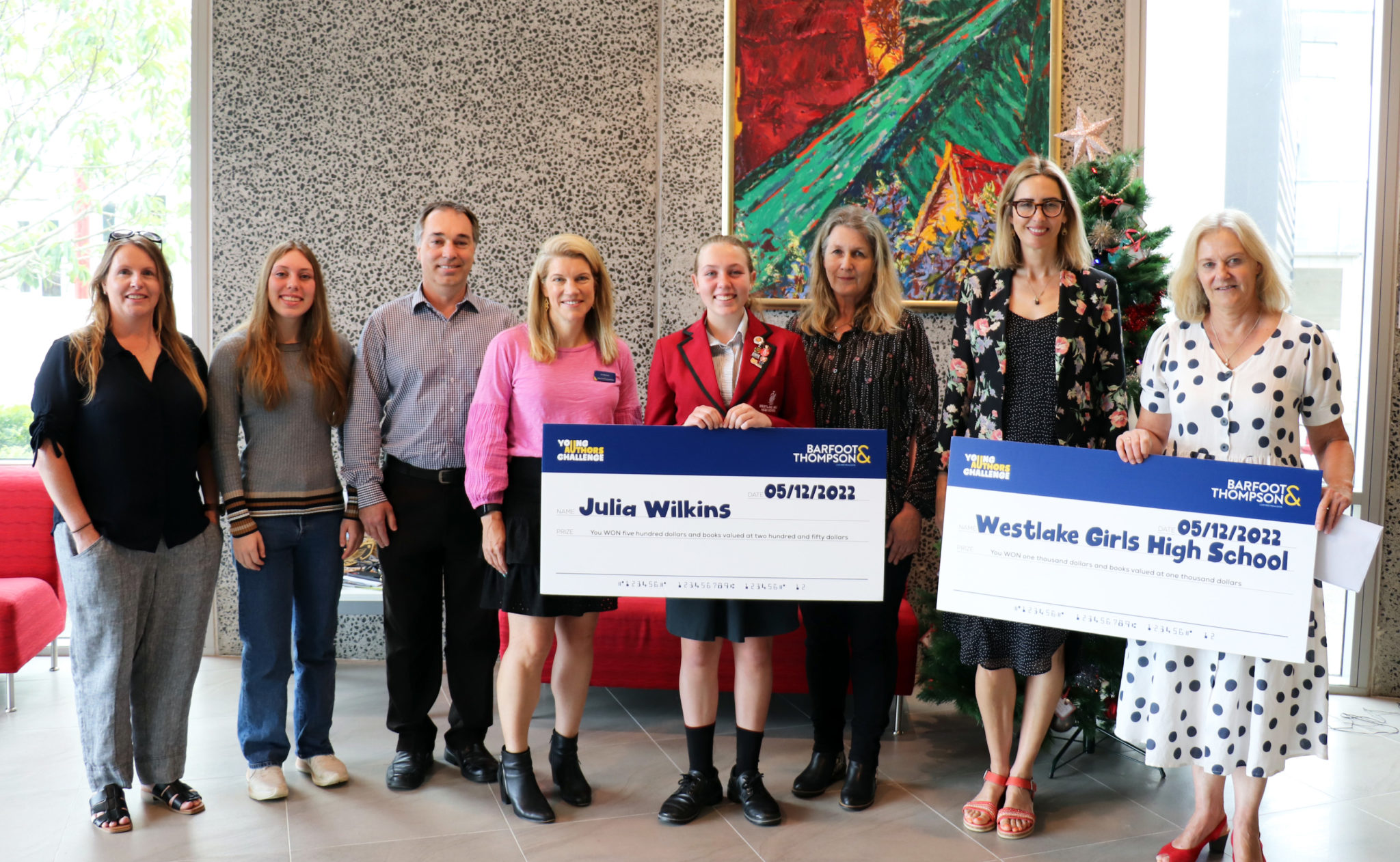 Julia Wilkins and WGHS receive giant cheques | Te Reo o Te Roto