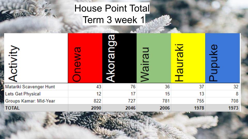 House Points Update | Te Reo o Te Roto